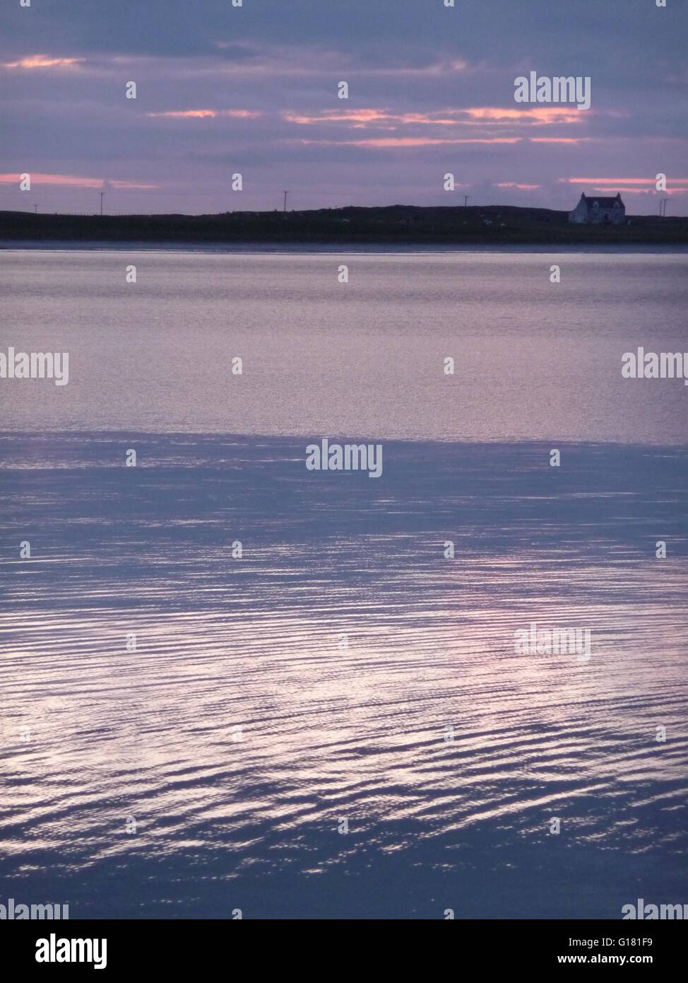 Dusk shot across Gott bay, Isle of Tiree, Scotland Stock Photo - Alamy