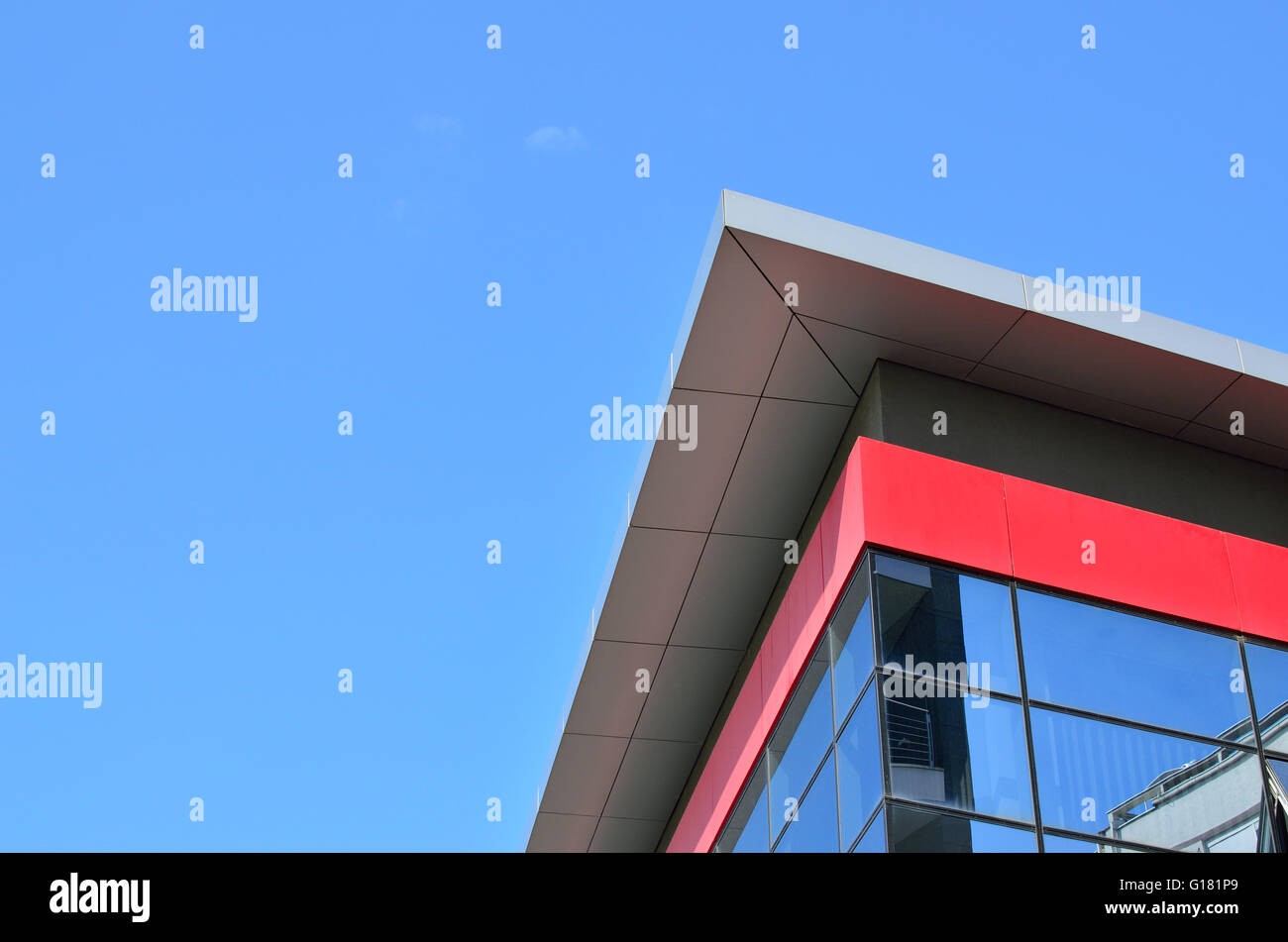 Top corner as a detail on the facade of a modern building Stock Photo ...