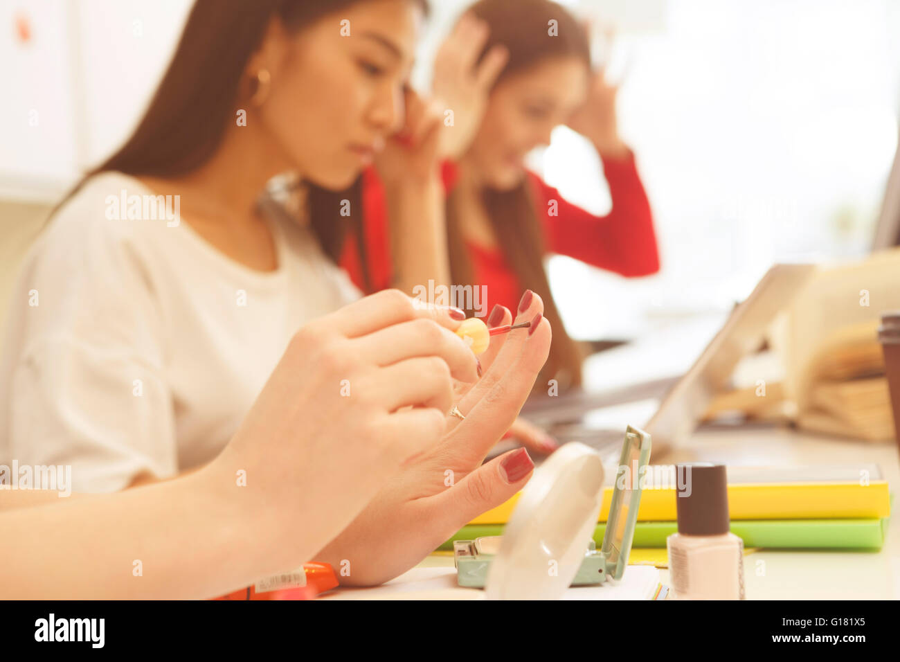 Student doing manicure Stock Photo - Alamy