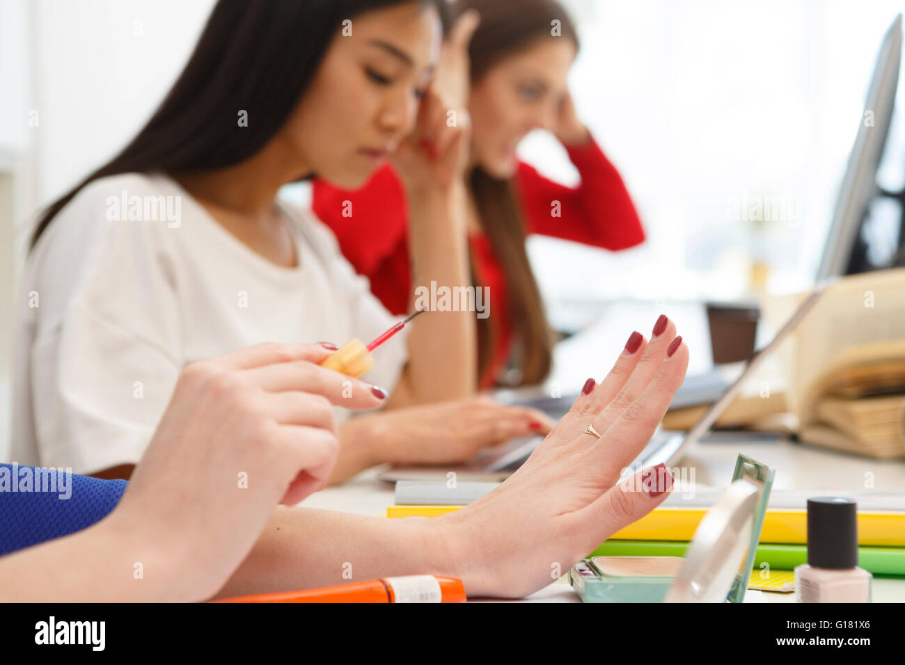 Student doing manicure Stock Photo - Alamy