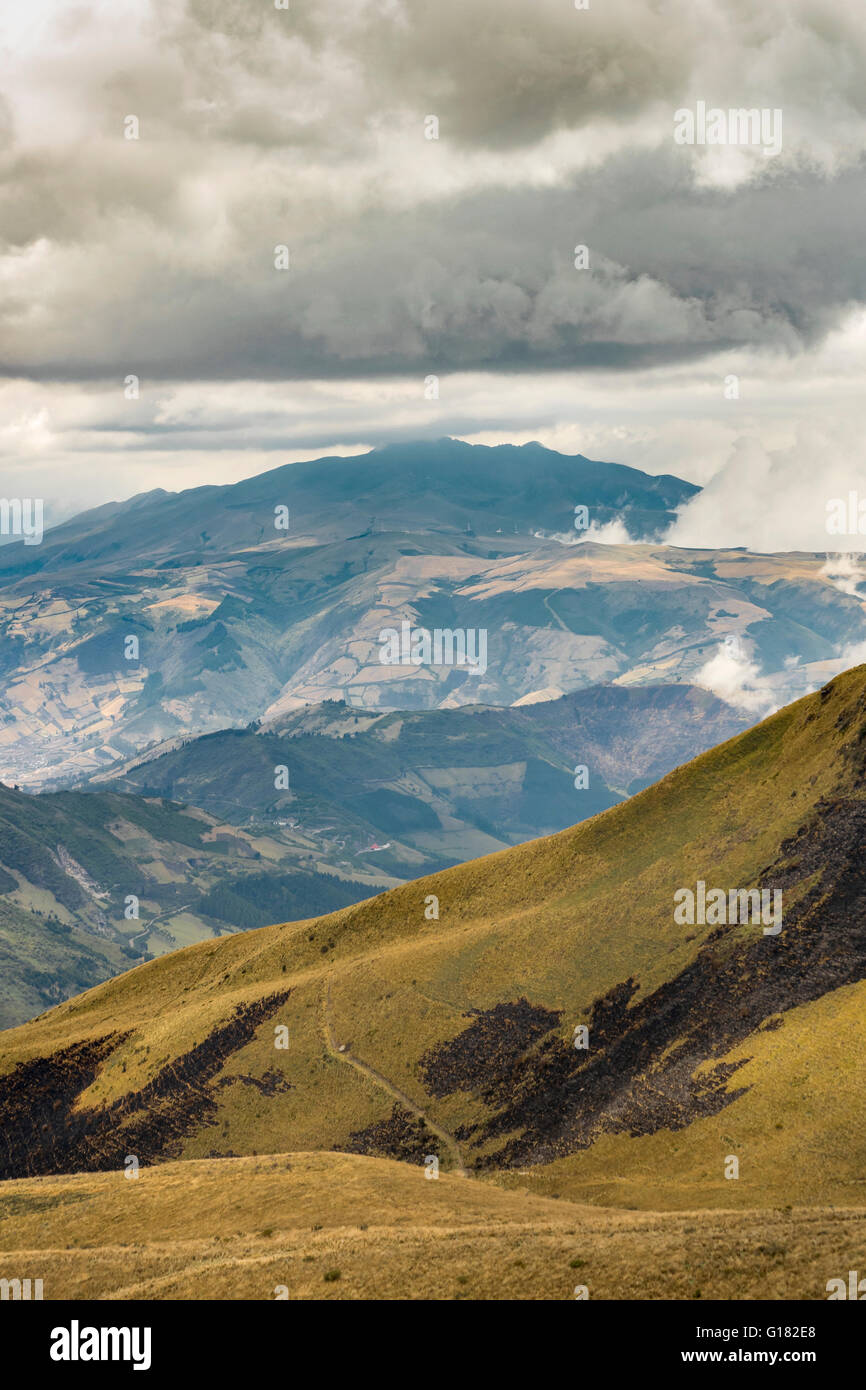 Andes range mountains landscape scene from the top of Cruz Loma hill ...