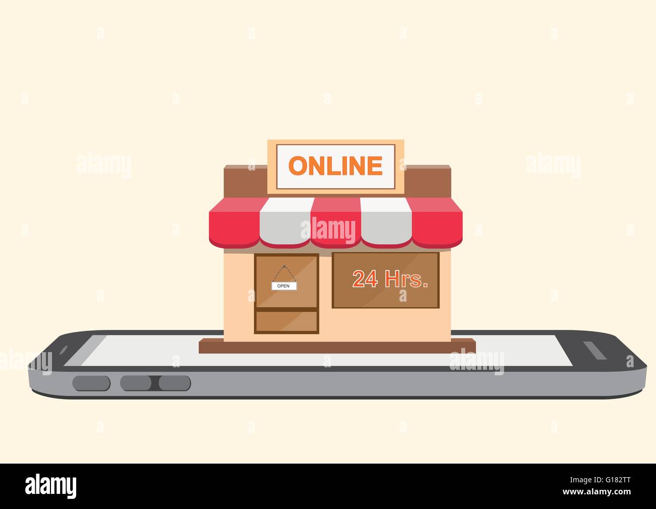Vector illustration of online store shop on smart phone mobile screen ...