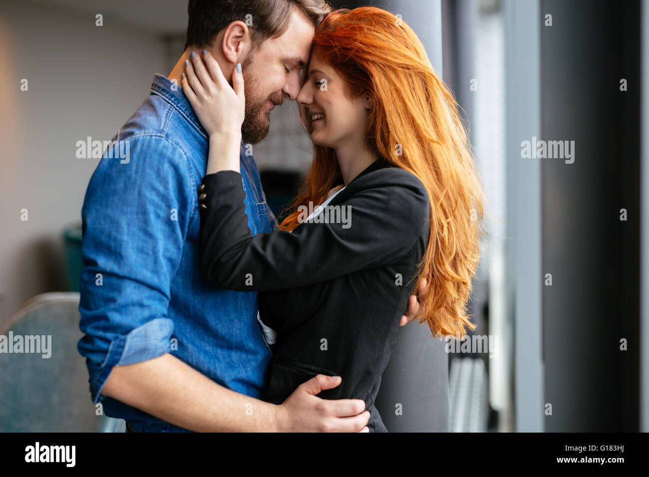 Romantic beautiful couple sharing genuine emotions and happiness Stock ...