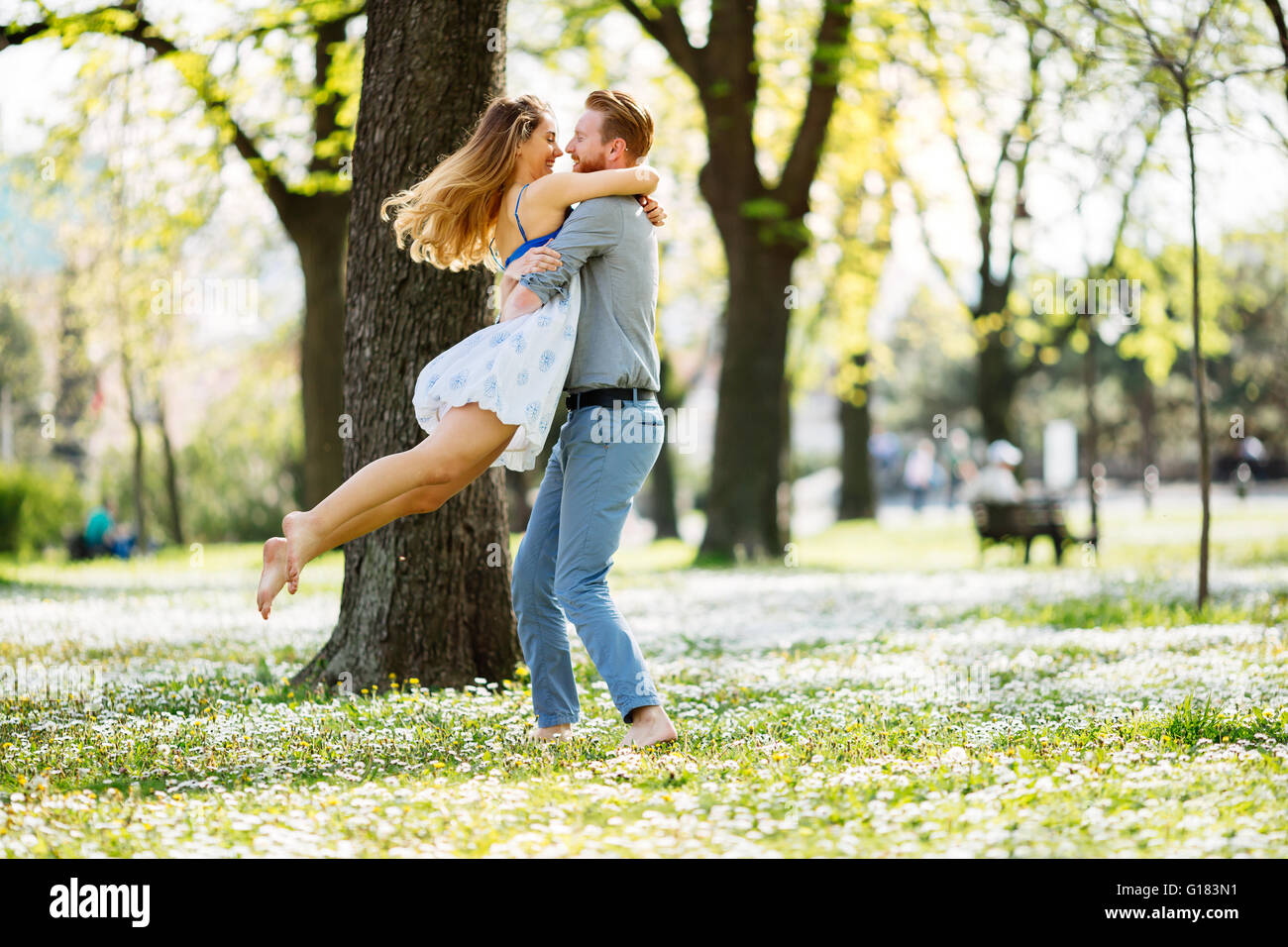 Man missed his love and finally reunited Stock Photo - Alamy
