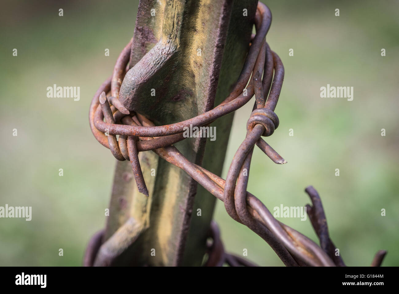 Wire is wrapped around the post hi-res stock photography and images - Alamy