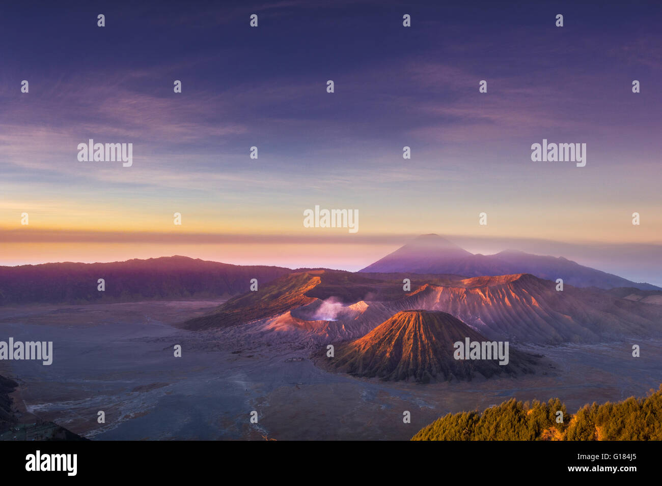 Mount Bromo twilight sky sunrise time with fog nature landscape ...