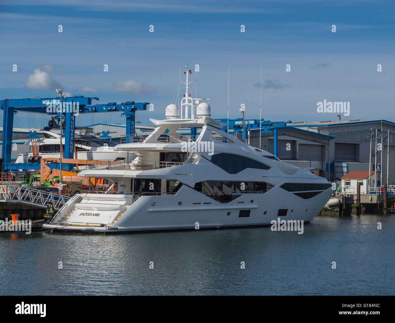 'Sunseeker' Luxury Motor Yacht at Poole Quay, Dorset, UK Stock Photo ...