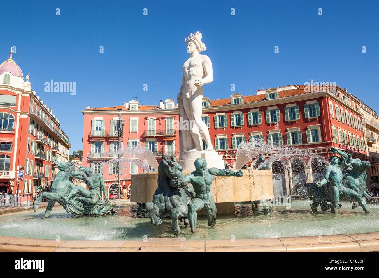 Statue of Apollo, La Fontaine Du Soleil, Sun Fountain, Place Massena ...