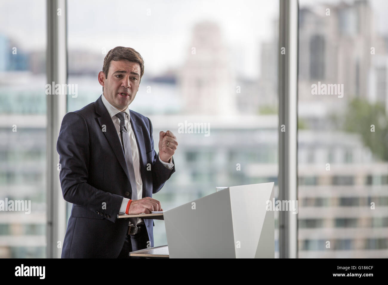 UK Labour politician Andy Burnham MP addresses business leaders in ...