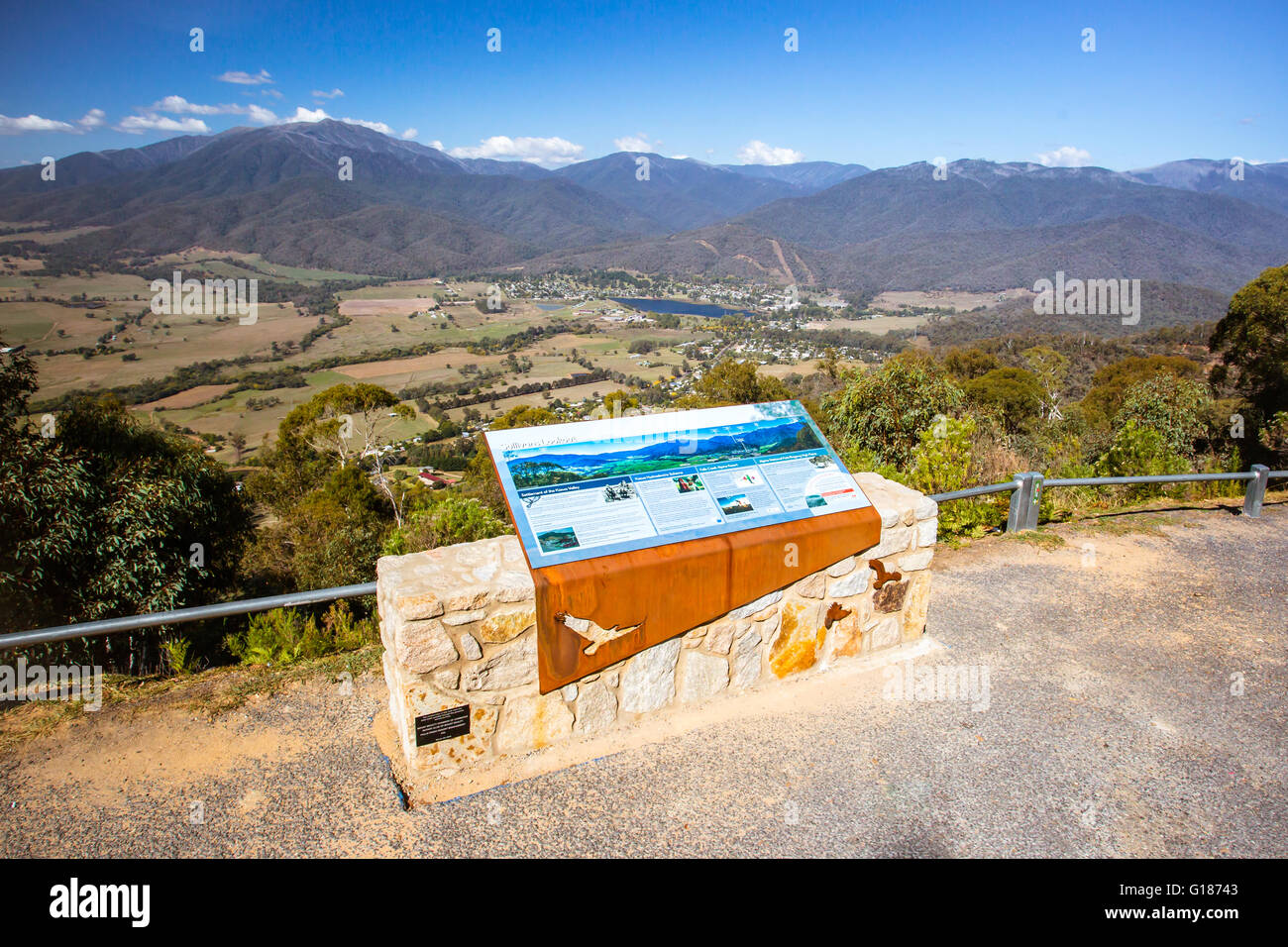 The view from Sullivans Lookout over the Kiewa Valley and the town of ...