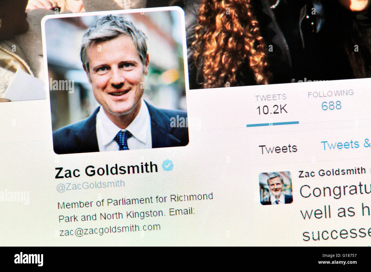 Twitter homepage screenshot: Zac Goldsmith, Conservative MP and failed ...