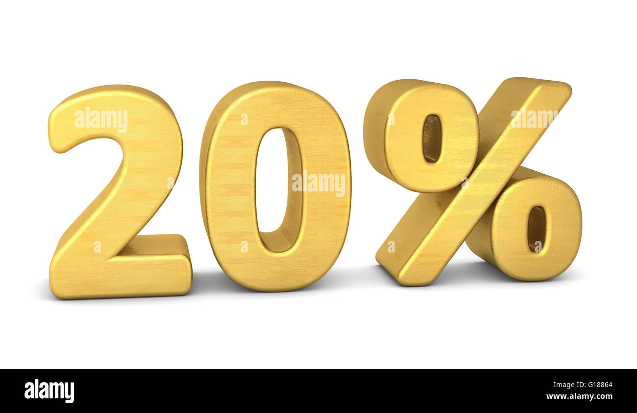 20 percent symbol 3d gold Stock Photo - Alamy