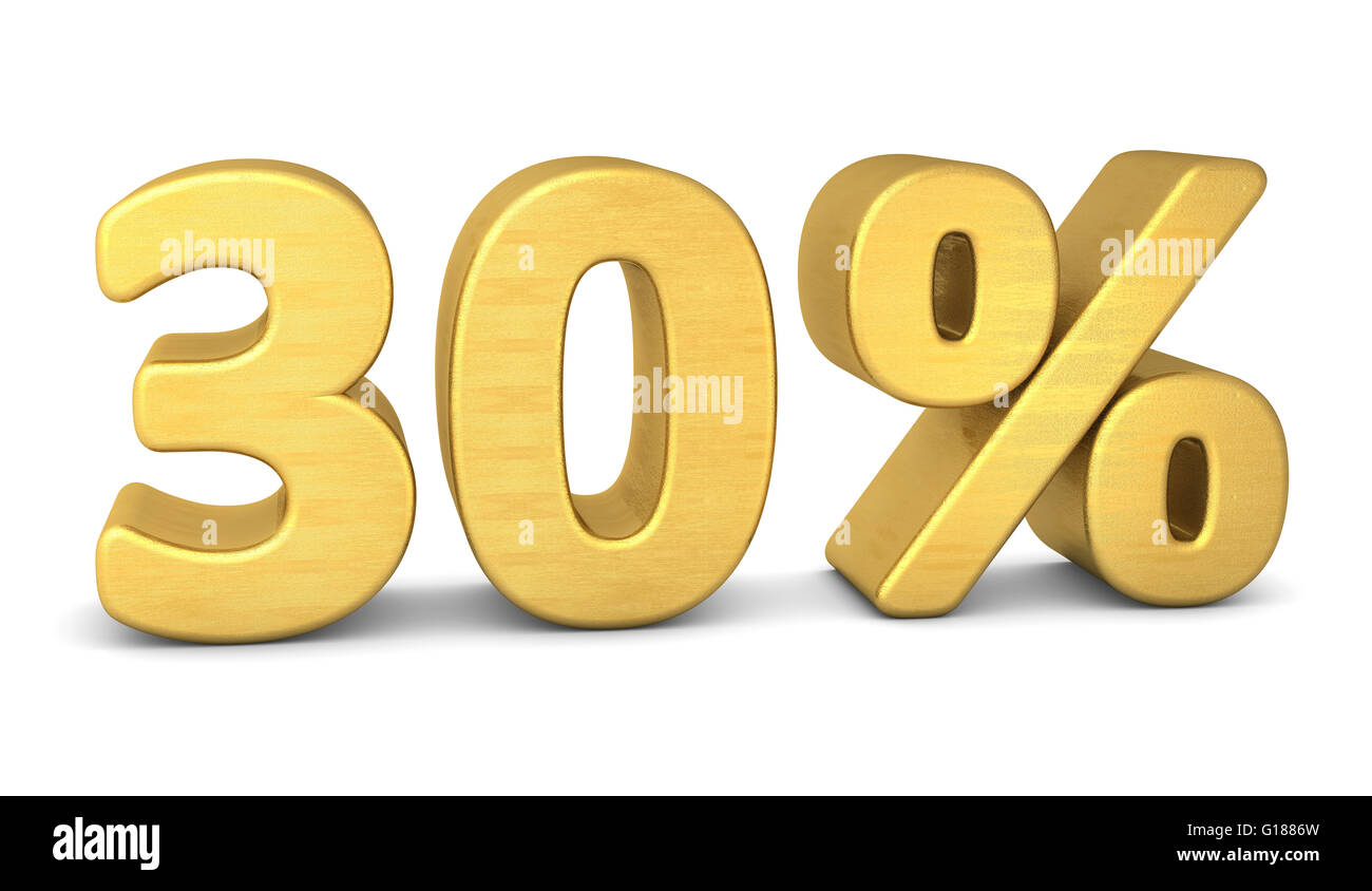 30 percent symbol 3d rendering gold Stock Photo - Alamy