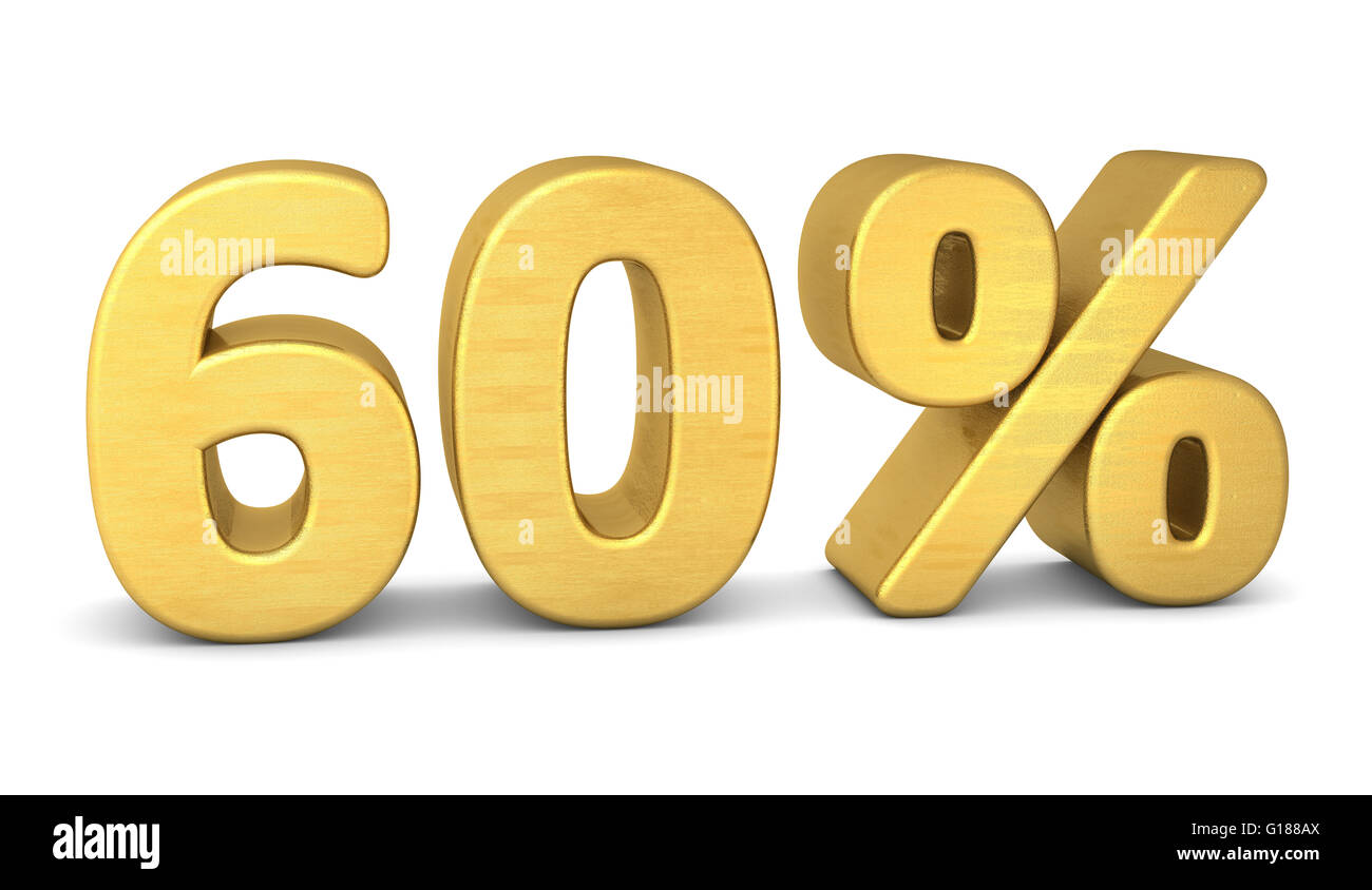 60 percent symbol 3d rendering gold Stock Photo - Alamy