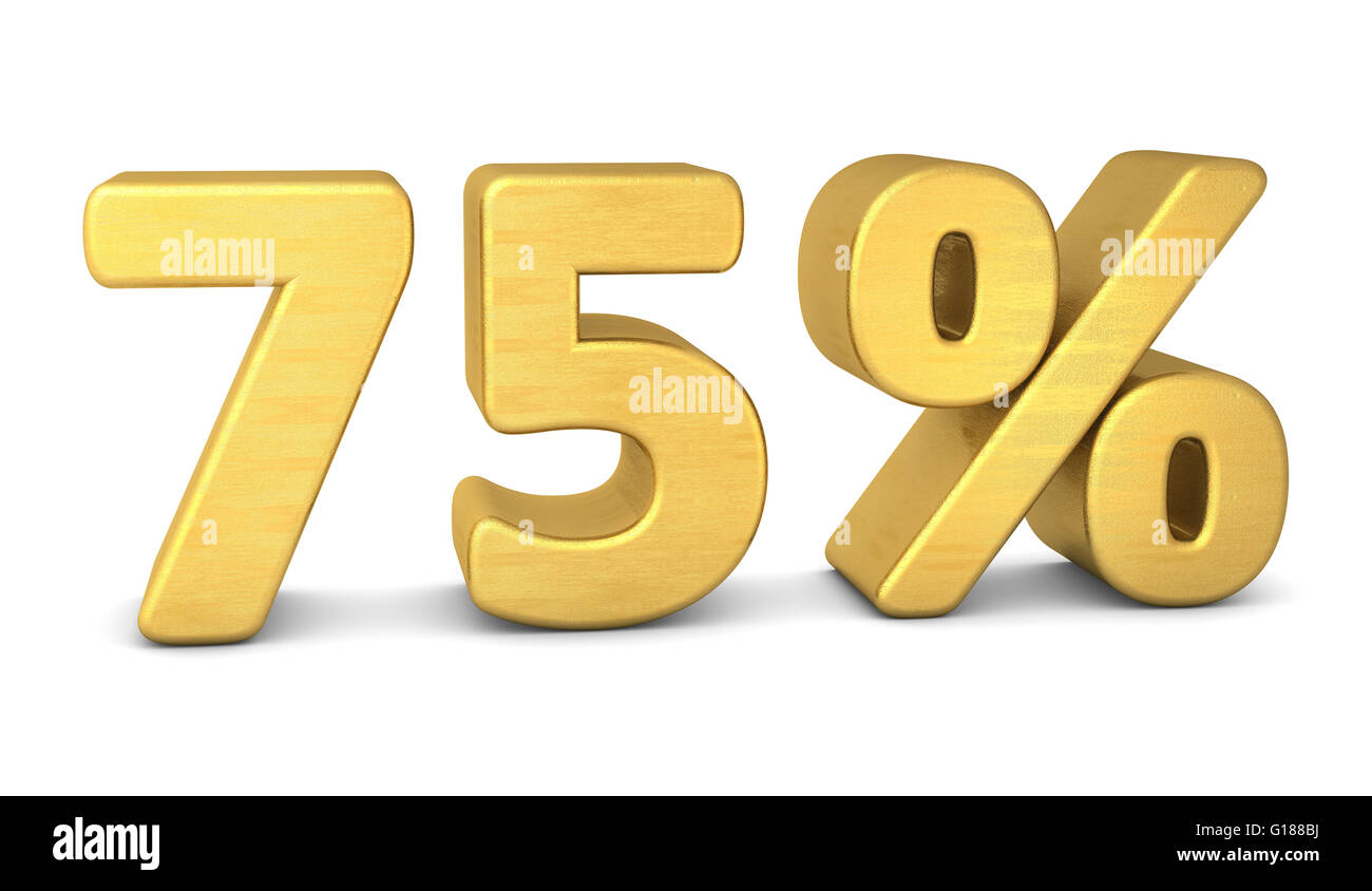 75 percent symbol 3d rendering gold Stock Photo - Alamy