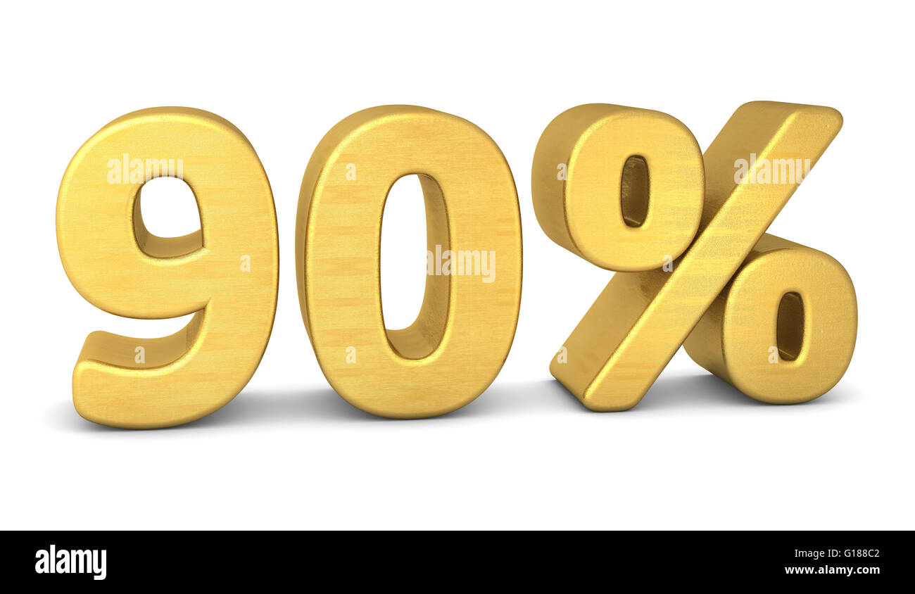 90 percent symbol 3d rendering gold Stock Photo - Alamy