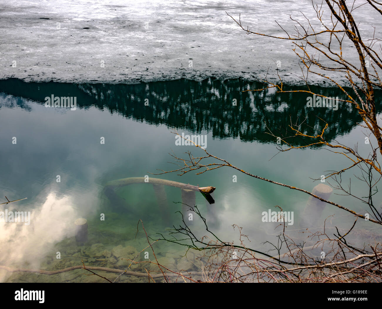View into beautiful austrian landscape on cloudy spring day Stock Photo ...
