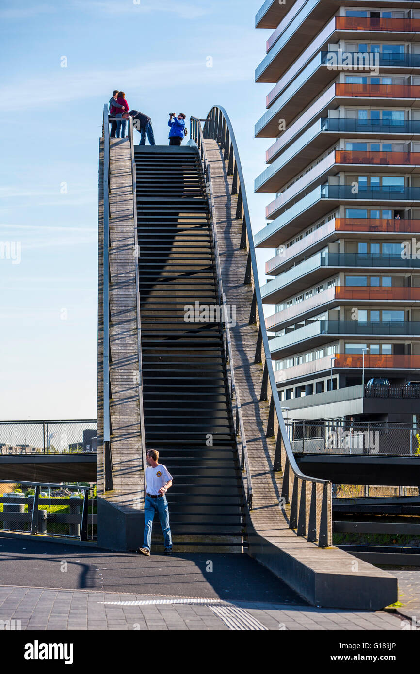 Cycle and pedestrian bridge, Melkwegbruk in Purmerend, North Holland ...