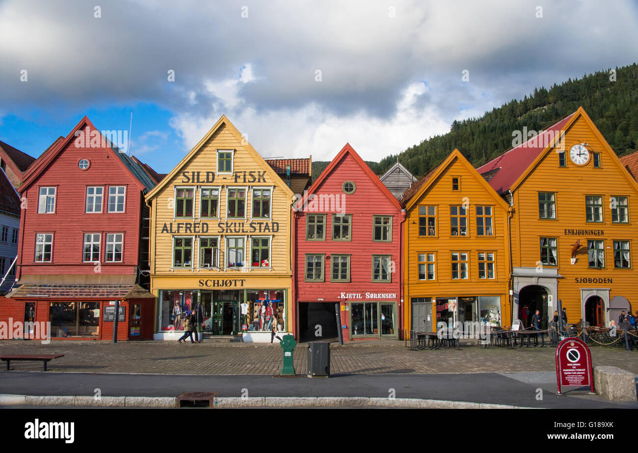 Beautiful waterfront views of Bergen with wooden houses Stock Photo - Alamy