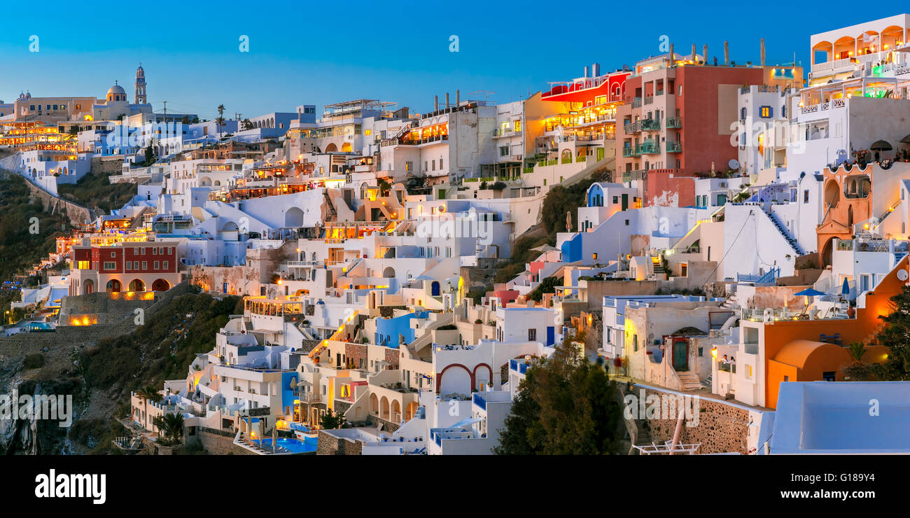 Fira, main town of Santorini at night, Greece Stock Photo - Alamy