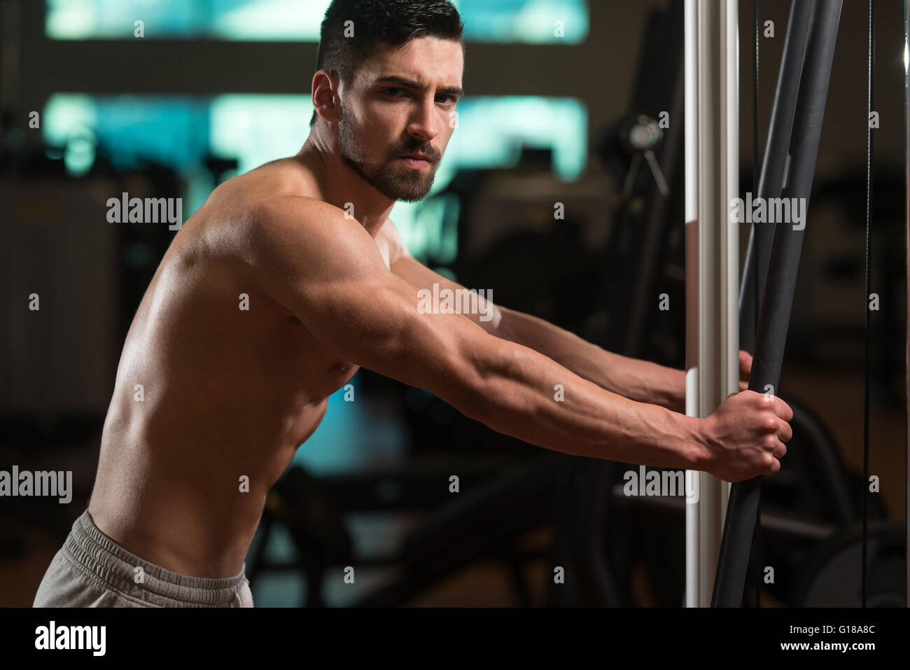 Young Muscular Men Resting After Exercises - Portrait Of A Physically ...