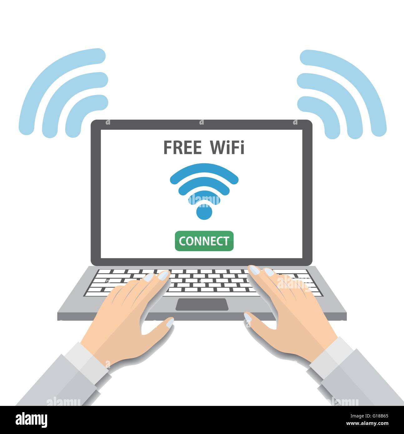 People using laptop with wifi Stock Vector Image & Art - Alamy