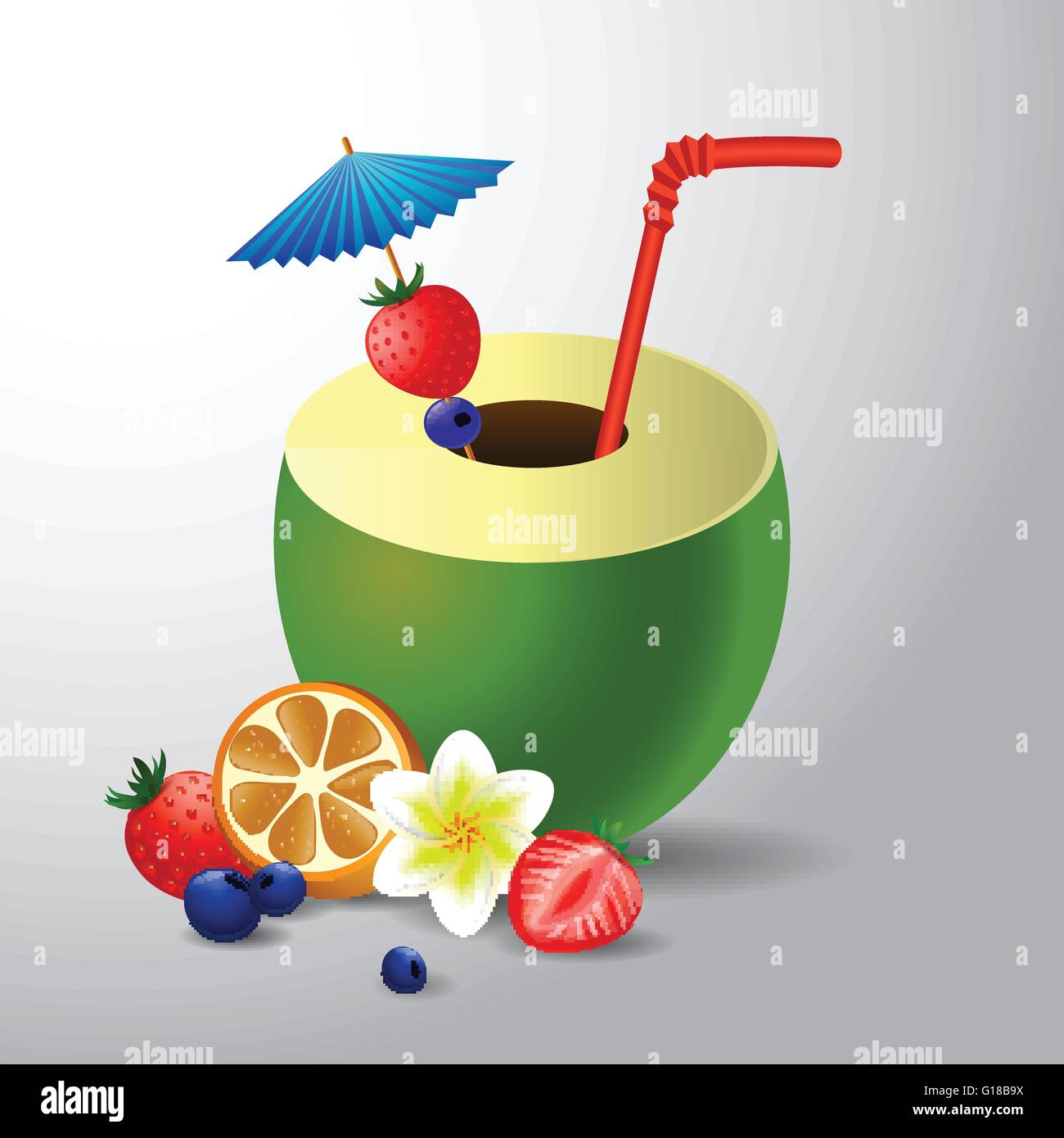 Vector illustration coconut straw Stock Vector Images - Alamy
