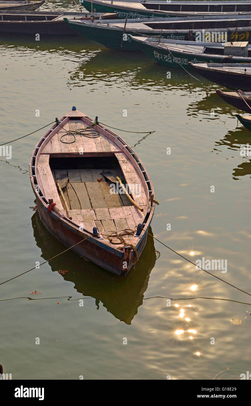 The holy river ghats of Varanasi, full with their colorful religious ...