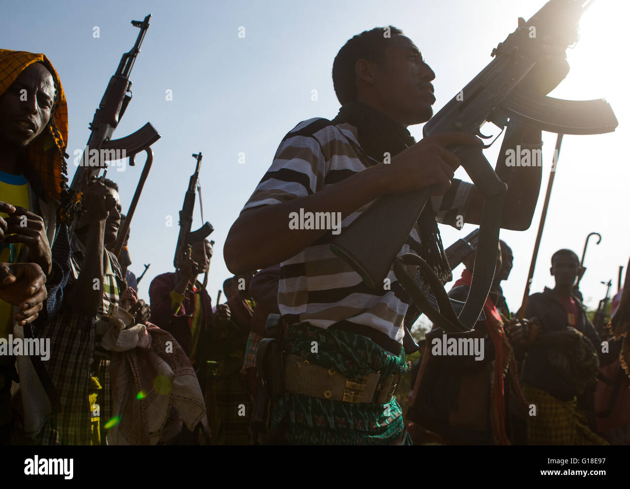 Oromo men with kalashnikovs during a wedding celebration, Oromo ...