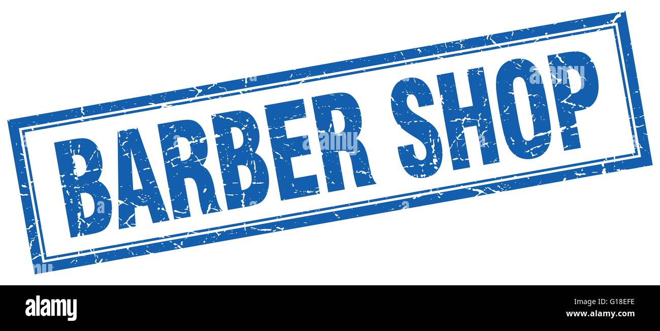 barber shop blue grunge square stamp on white Stock Vector Image & Art ...