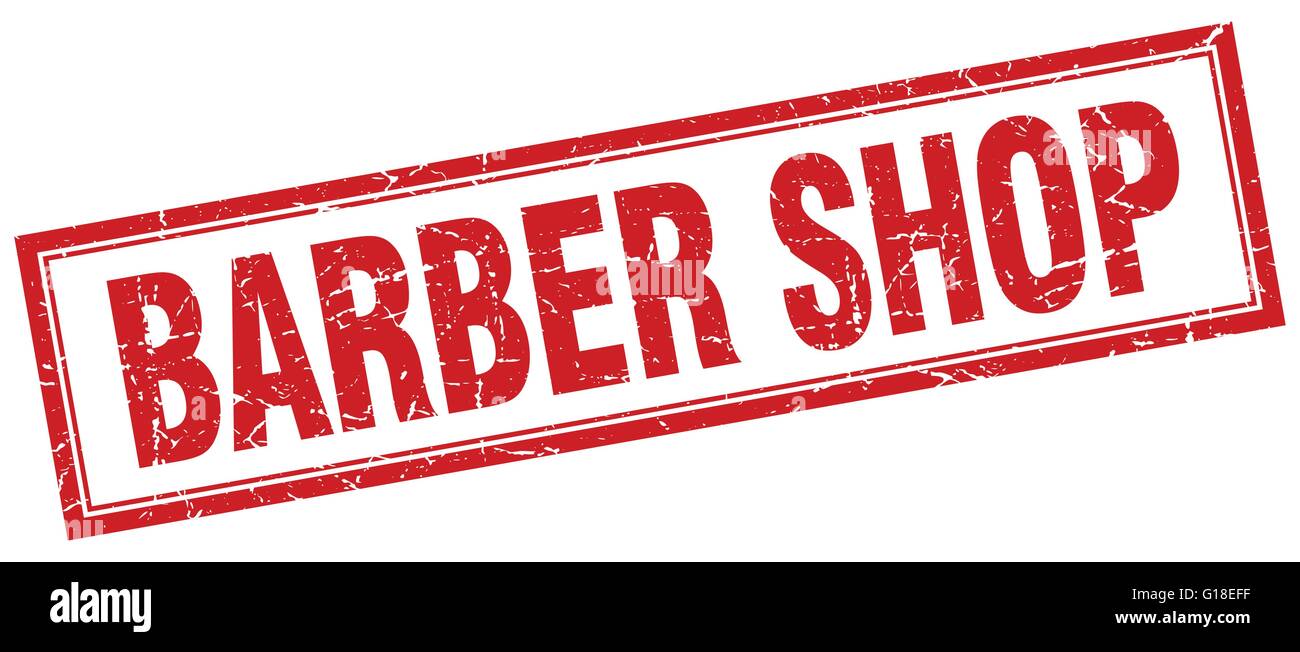 barber shop red grunge square stamp on white Stock Vector Image & Art ...