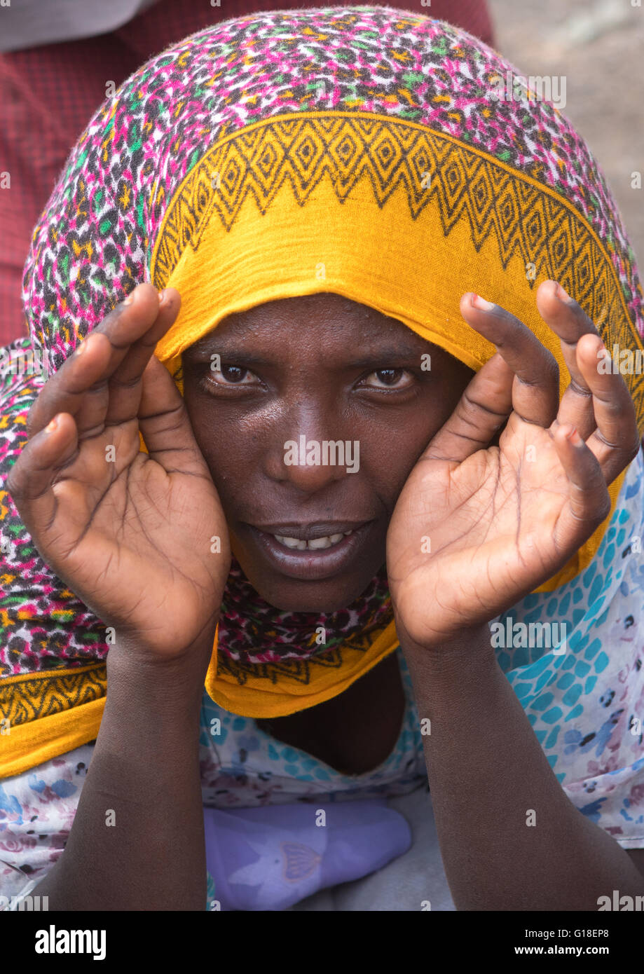 Portrait of a raya tribe woman with traditional clothing, Semien wollo ...