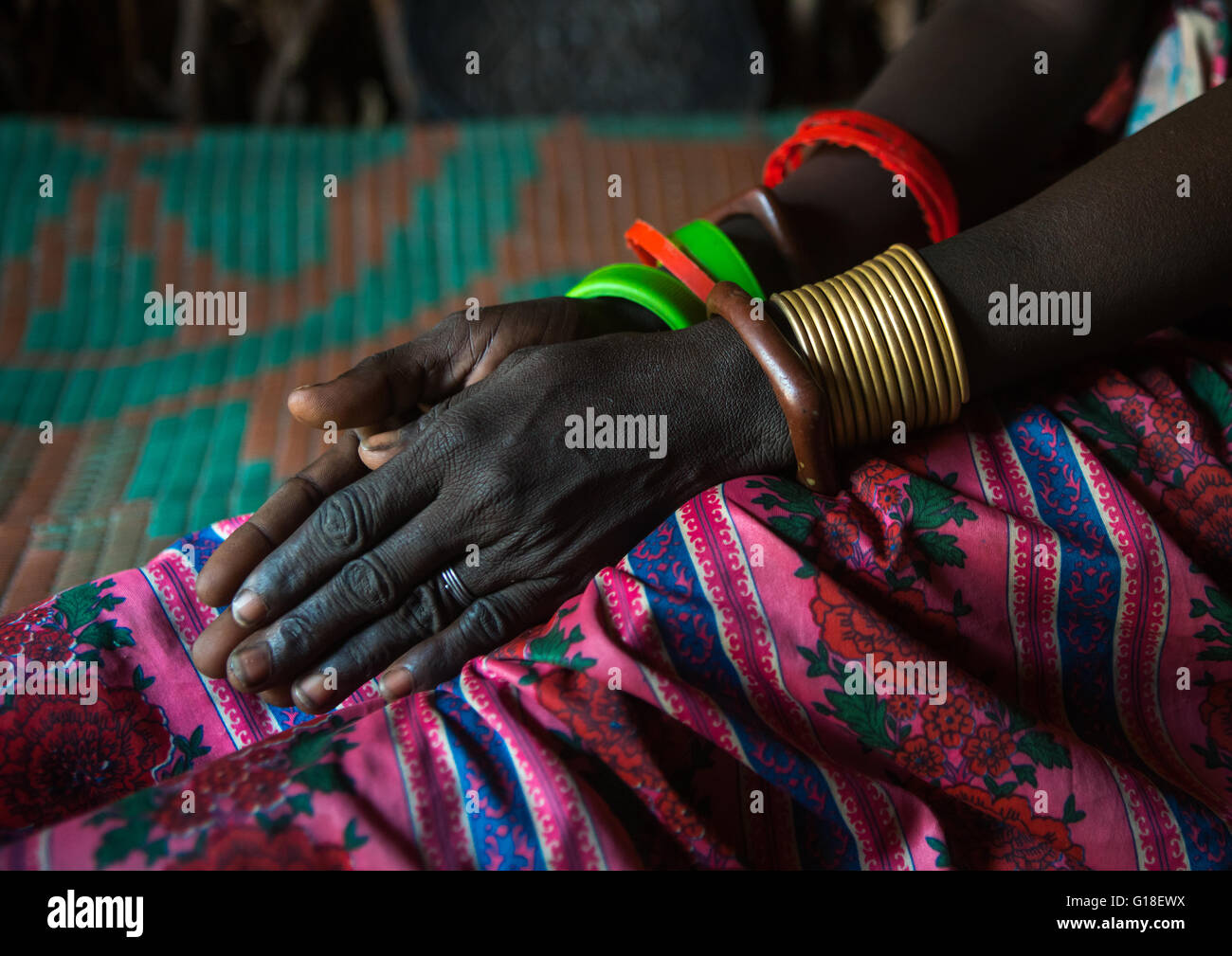 Toposa tribe woman bracelets, Omo valley, Kangate, Ethiopia Stock Photo ...