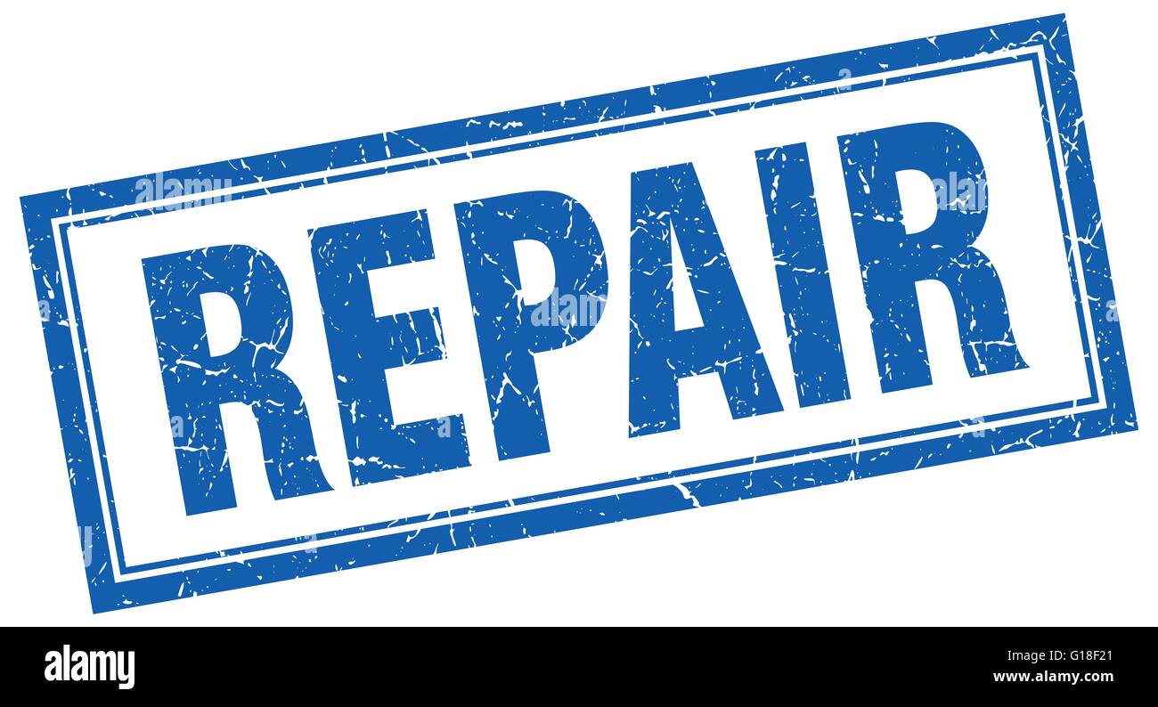 repair blue grunge square stamp on white Stock Vector Image & Art - Alamy