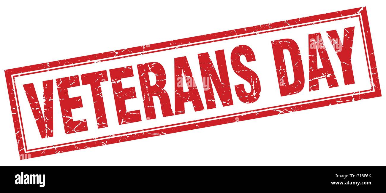 veterans day red grunge square stamp on white Stock Vector Image & Art ...