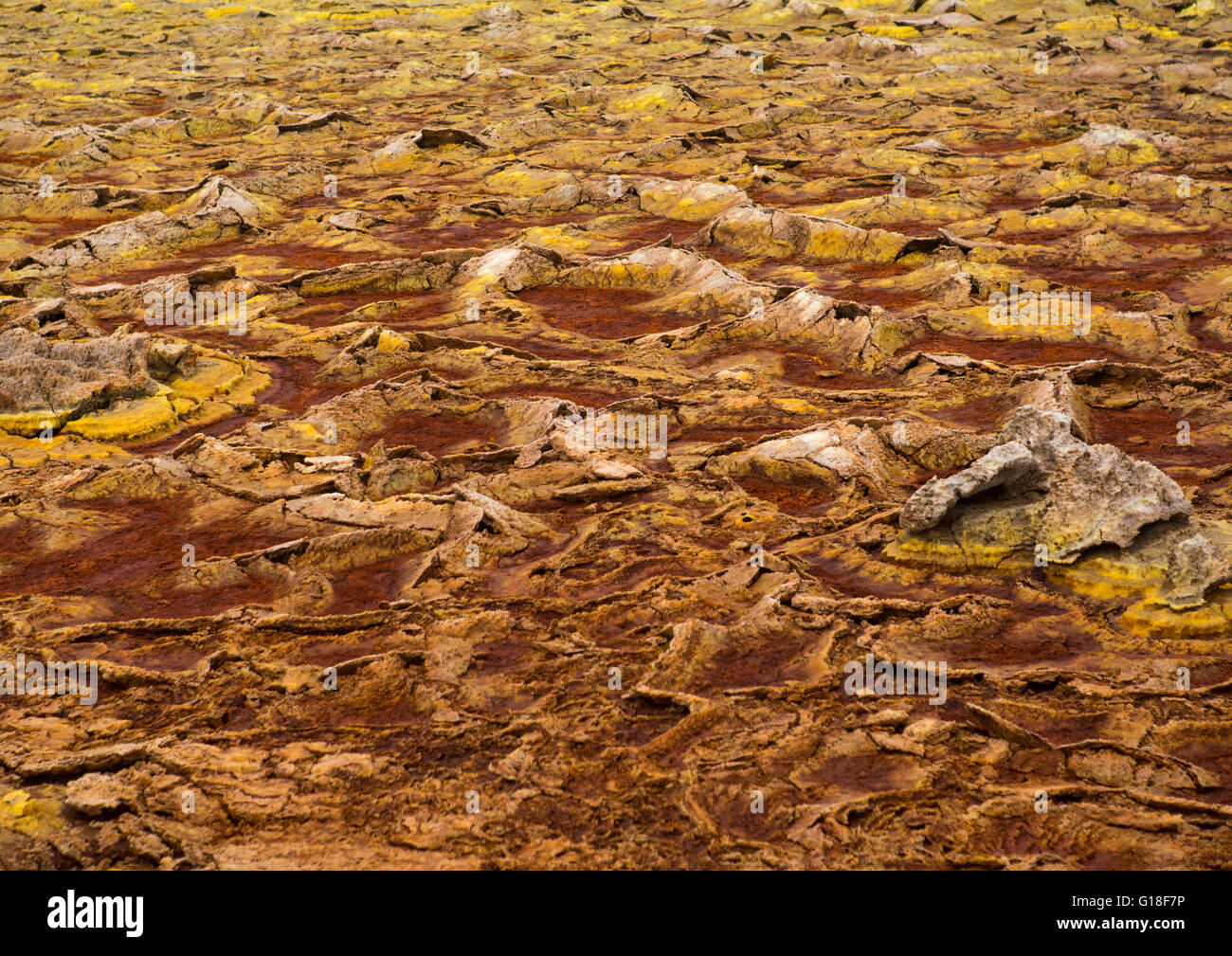 The colorful volcanic landscape of dallol in the danakil depression ...