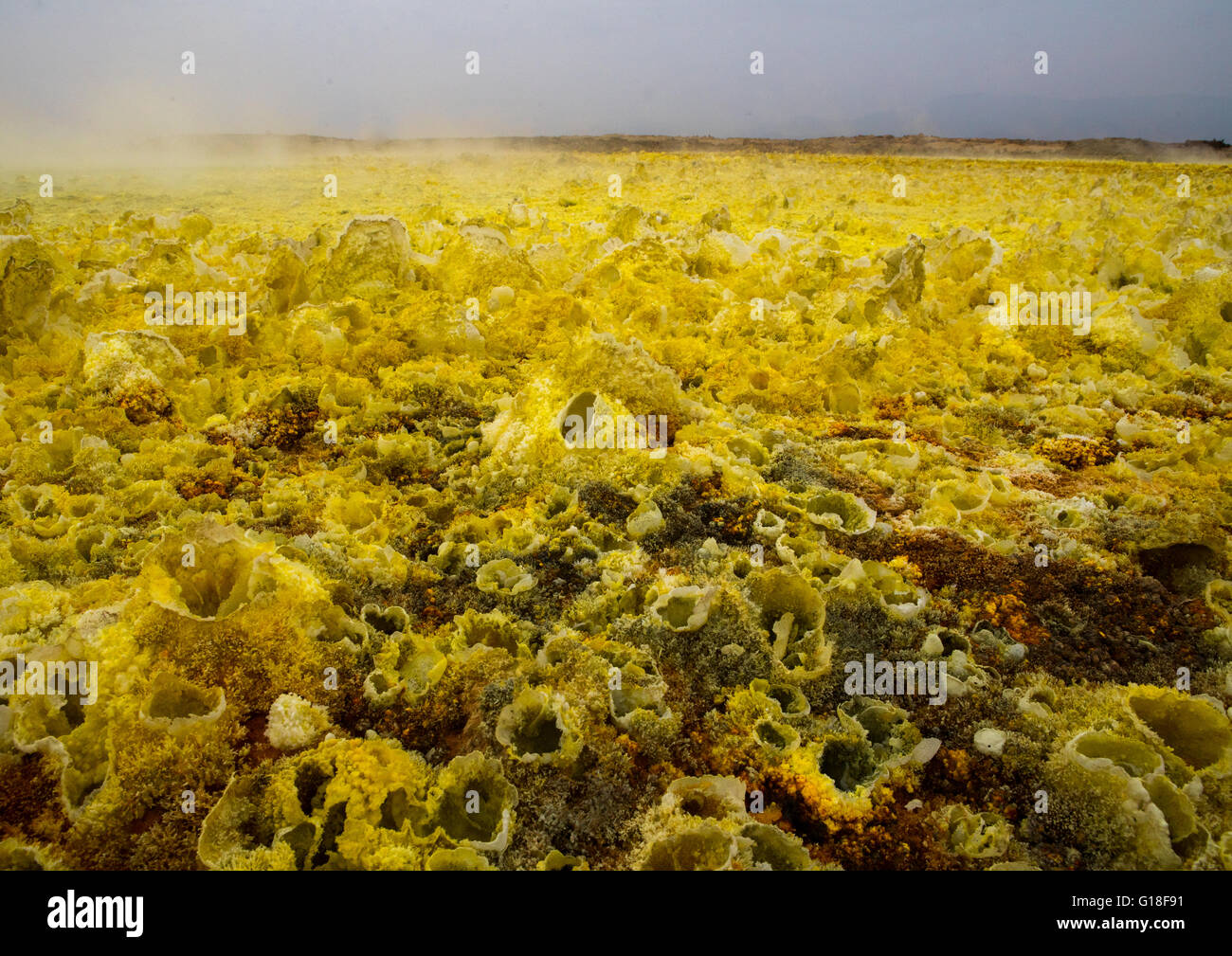 The colorful volcanic landscape of dallol in the danakil depression ...
