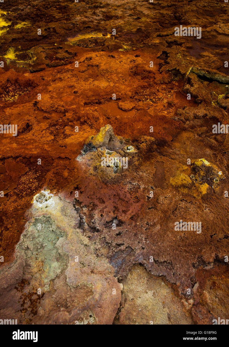 The colorful potassium salt crust formed by hot springs in the danakil ...