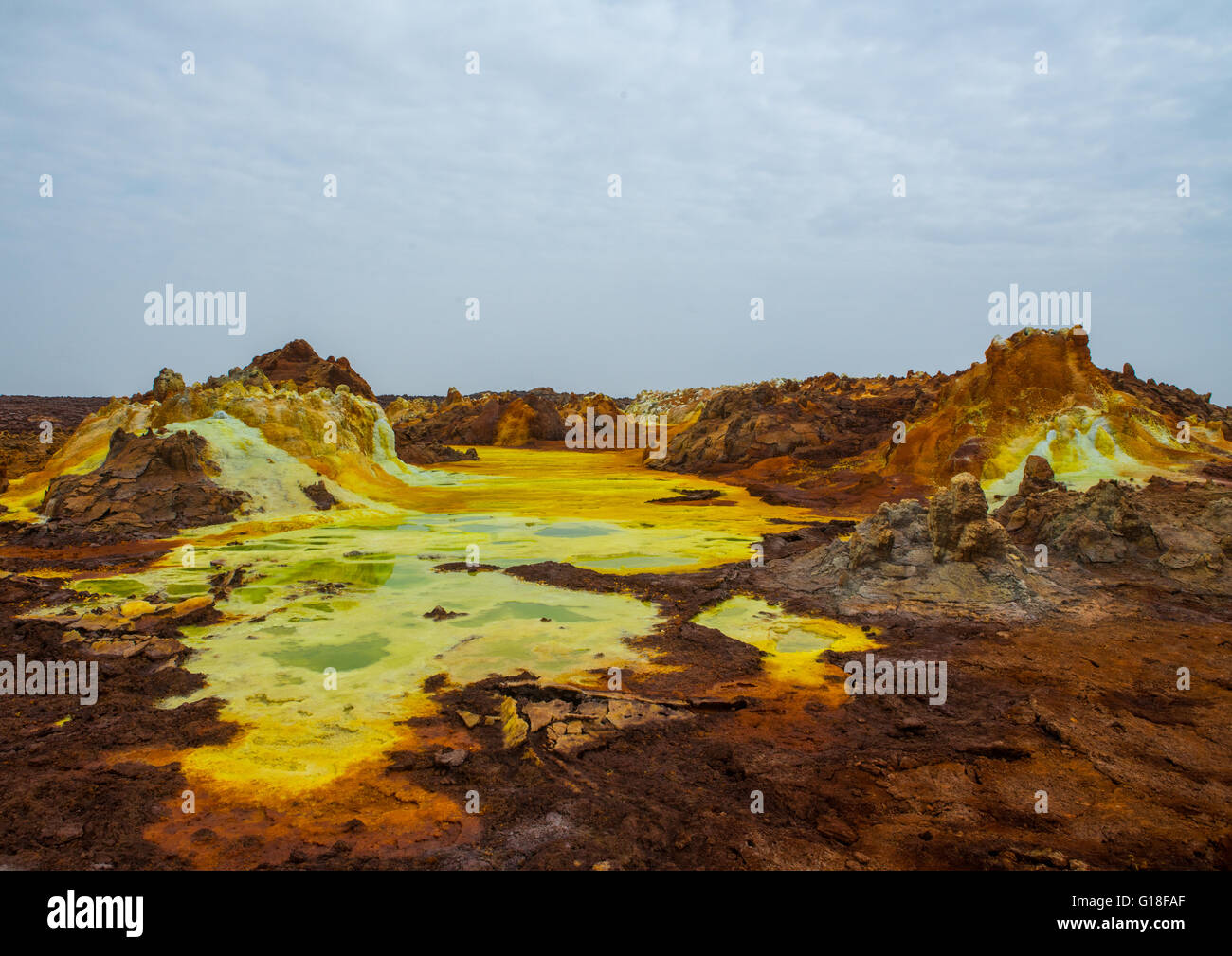 The colorful volcanic landscape of dallol in the danakil depression ...