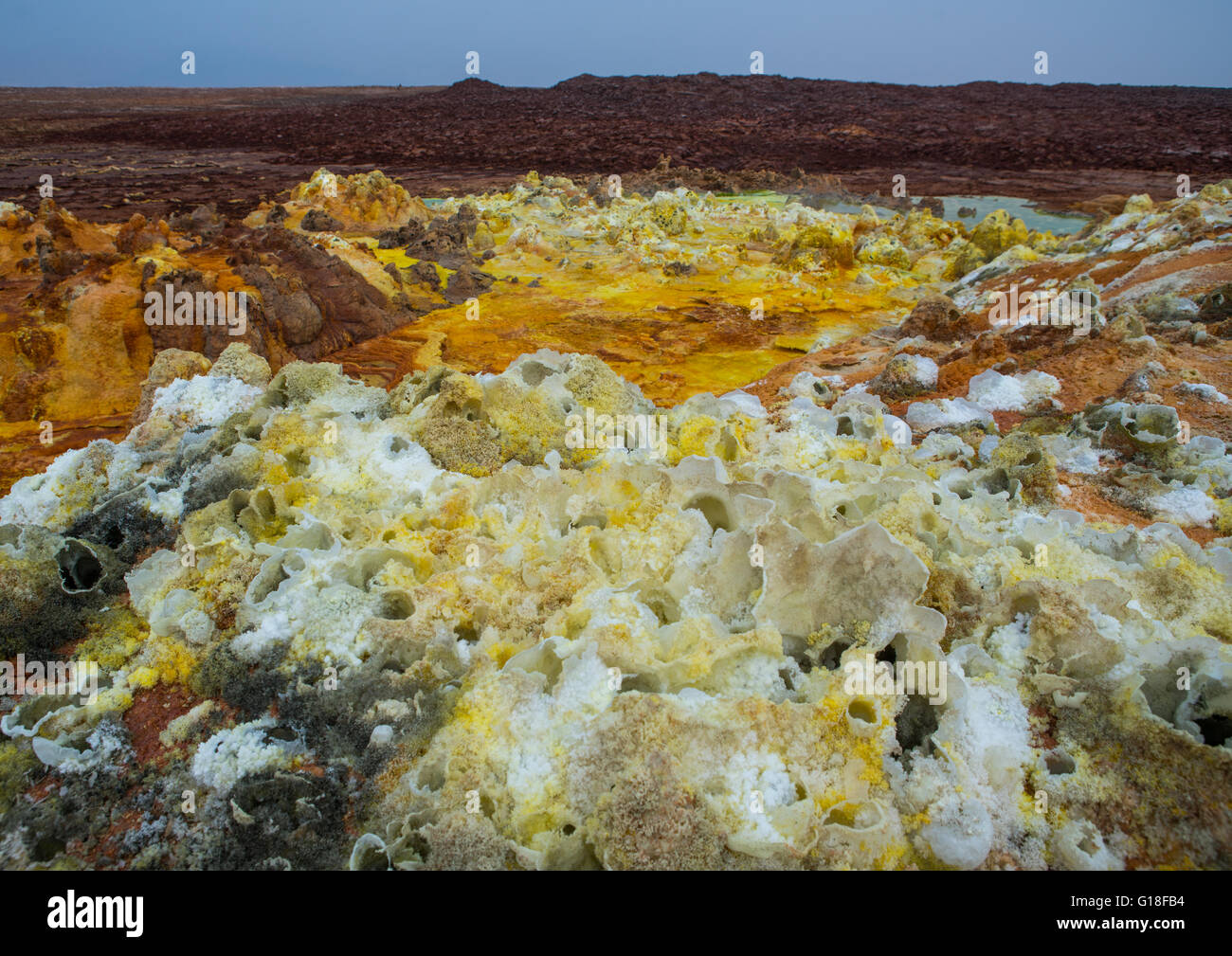 The colorful volcanic landscape of dallol in the danakil depression ...