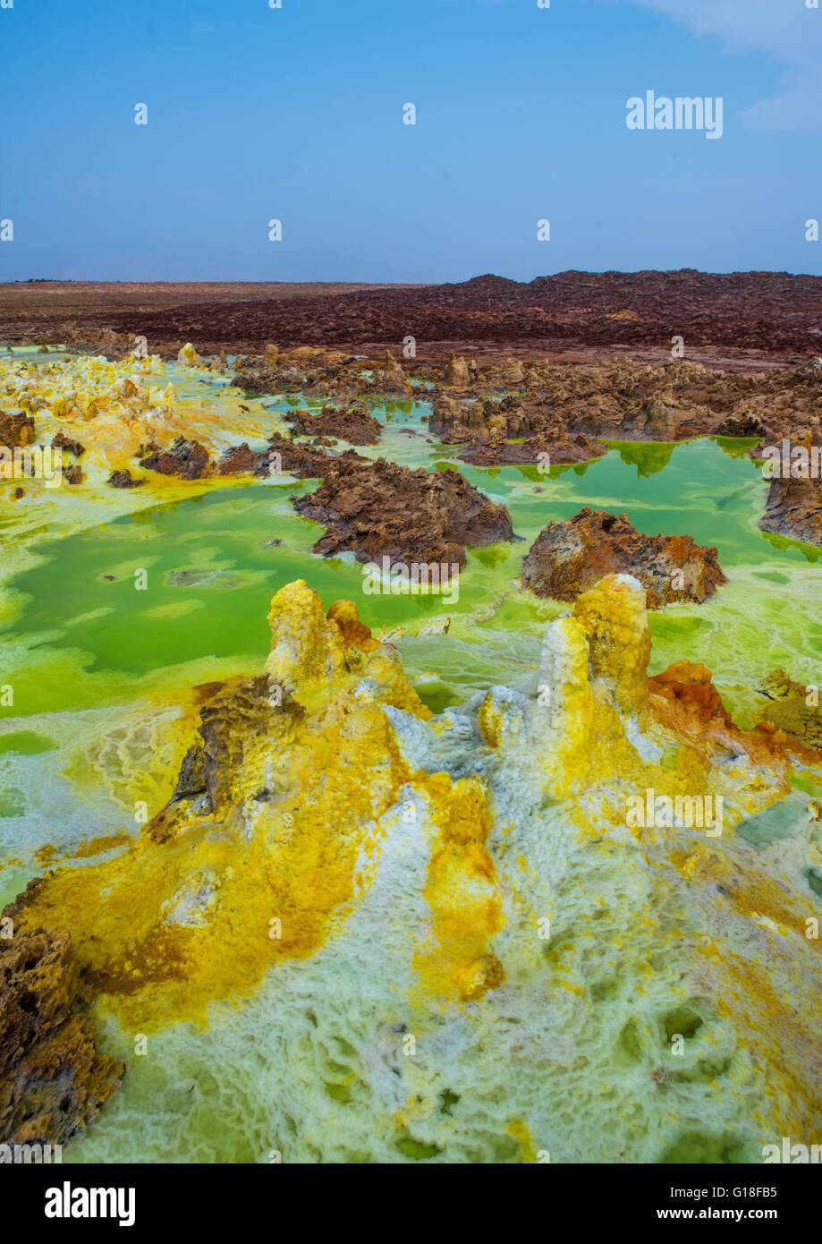 The colorful volcanic landscape of dallol in the danakil depression ...