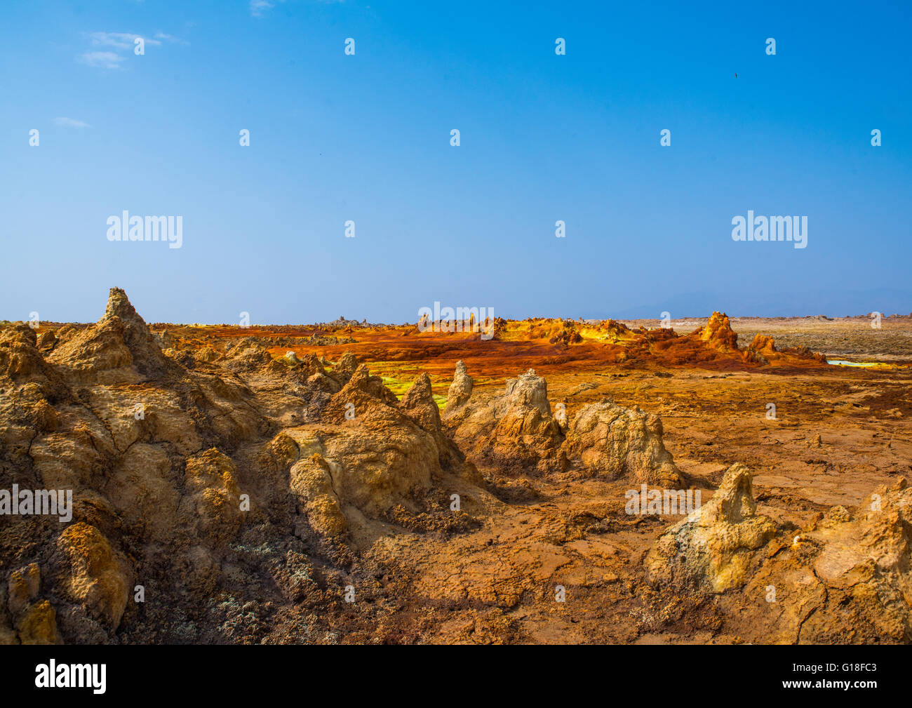 The colorful volcanic landscape of dallol in the danakil depression ...