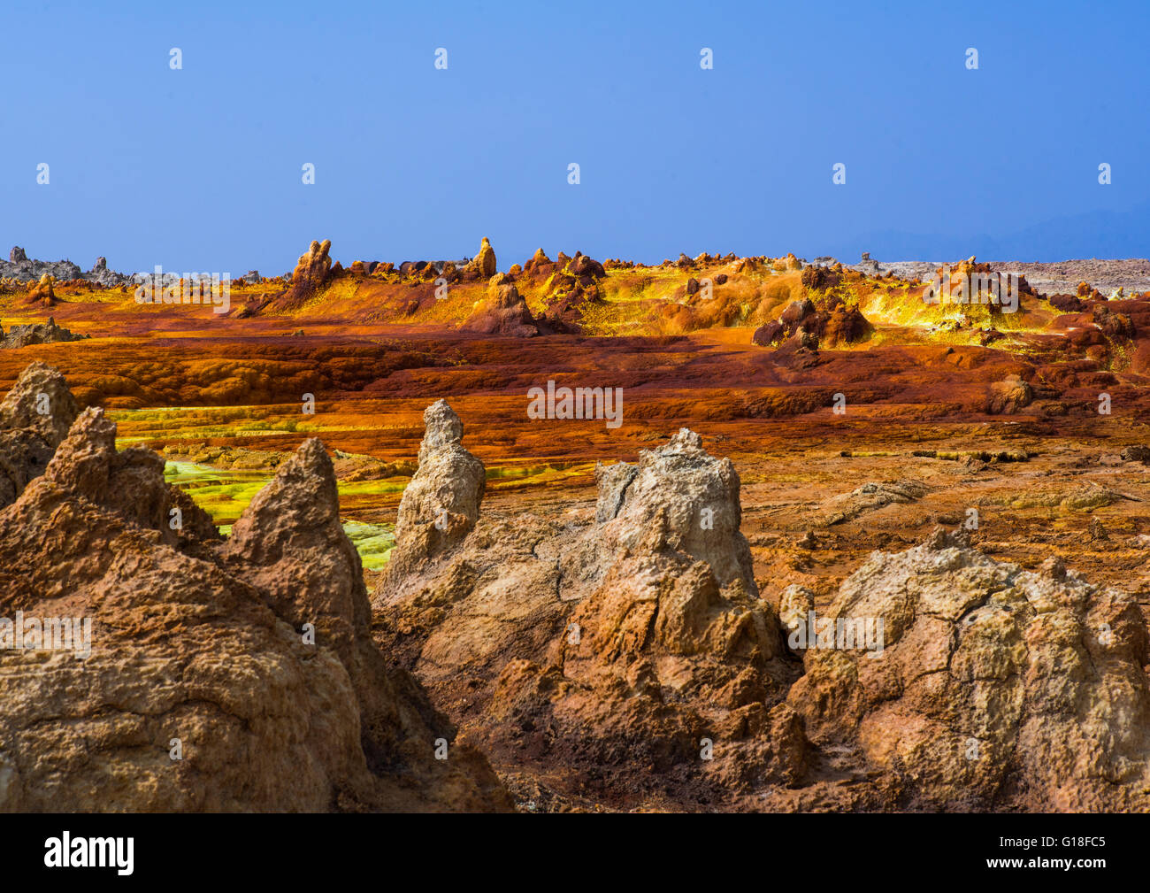 The colorful volcanic landscape of dallol in the danakil depression ...