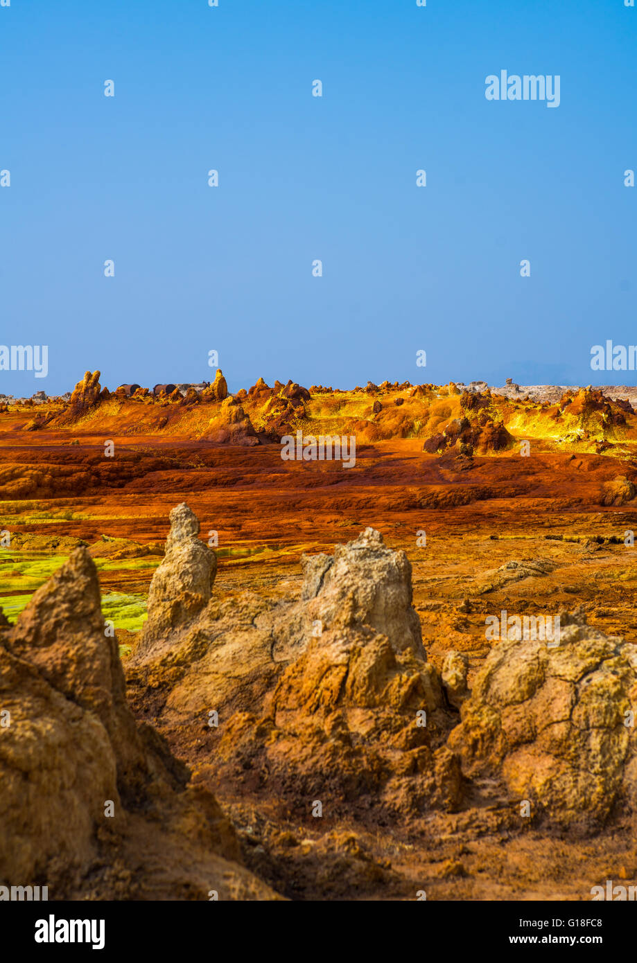 The colorful volcanic landscape of dallol in the danakil depression ...