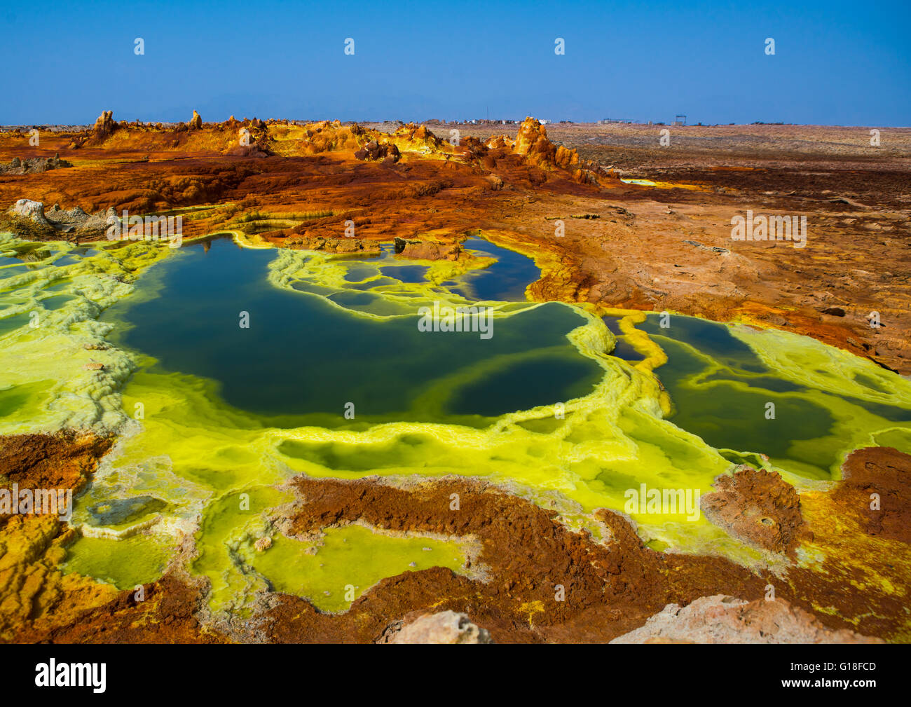 The colorful volcanic landscape of dallol in the danakil depression ...