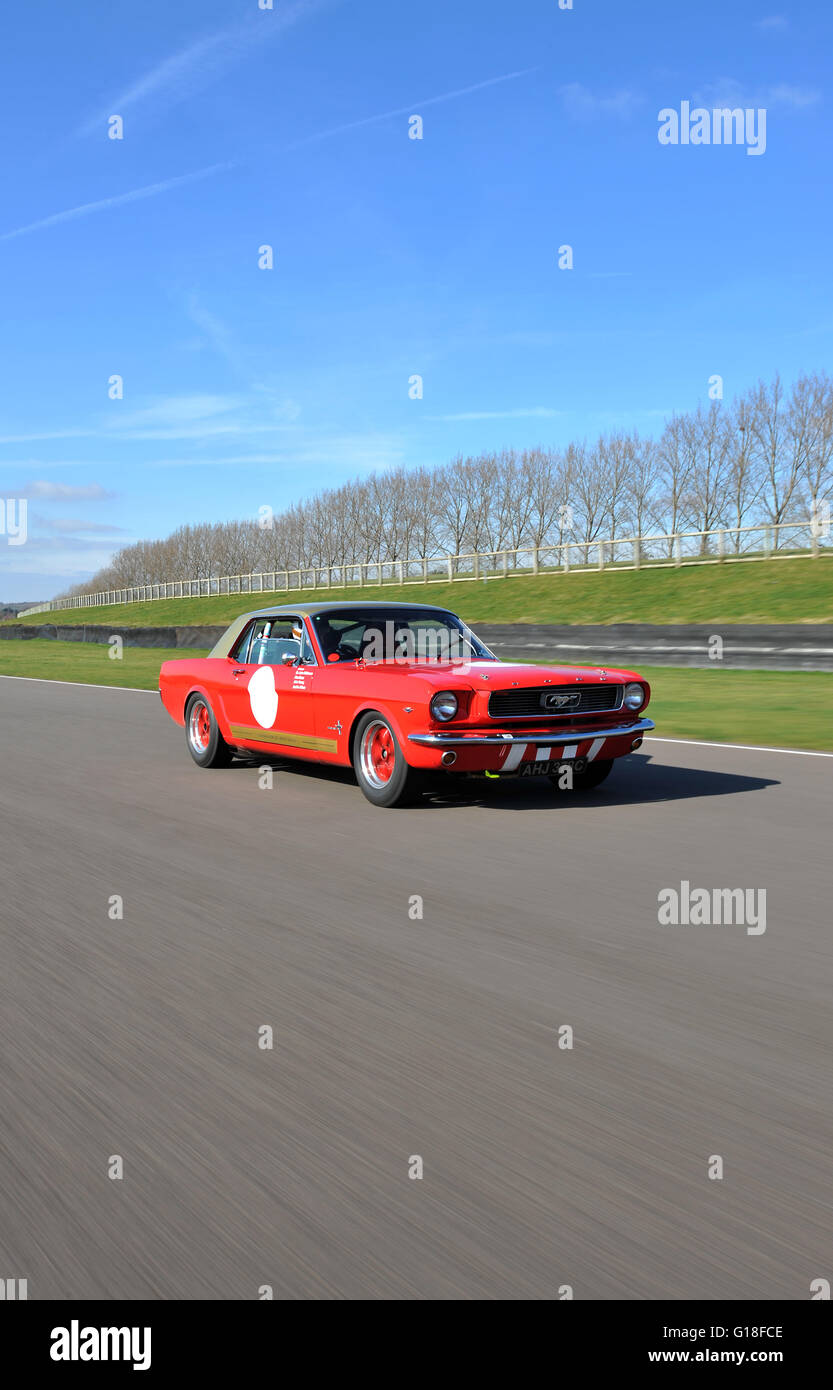 First generation Ford Mustang coupe race car at Goodwood Stock Photo ...