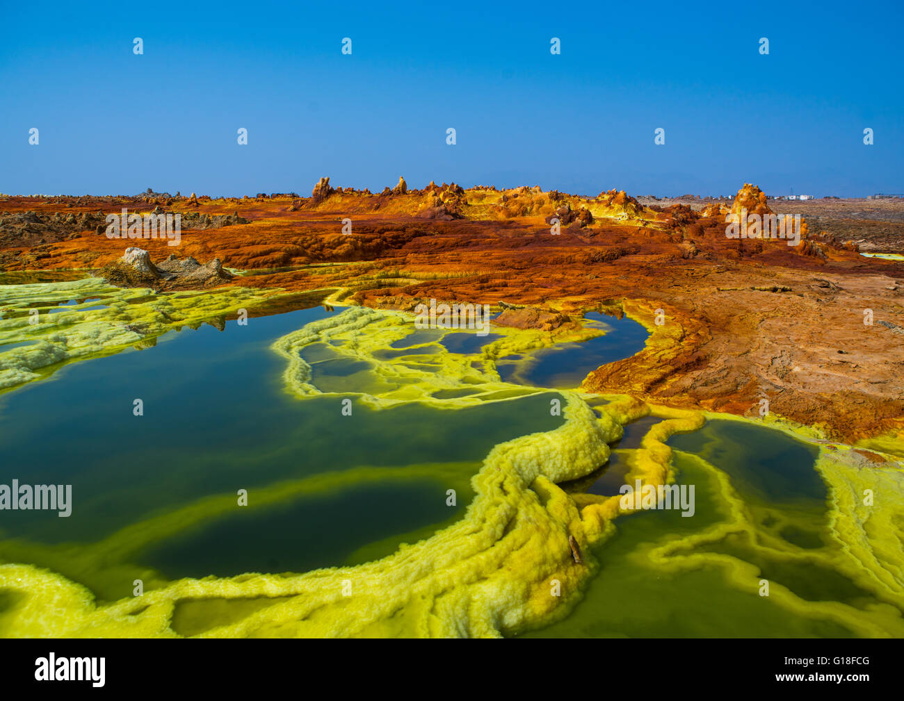 The colorful volcanic landscape of dallol in the danakil depression ...