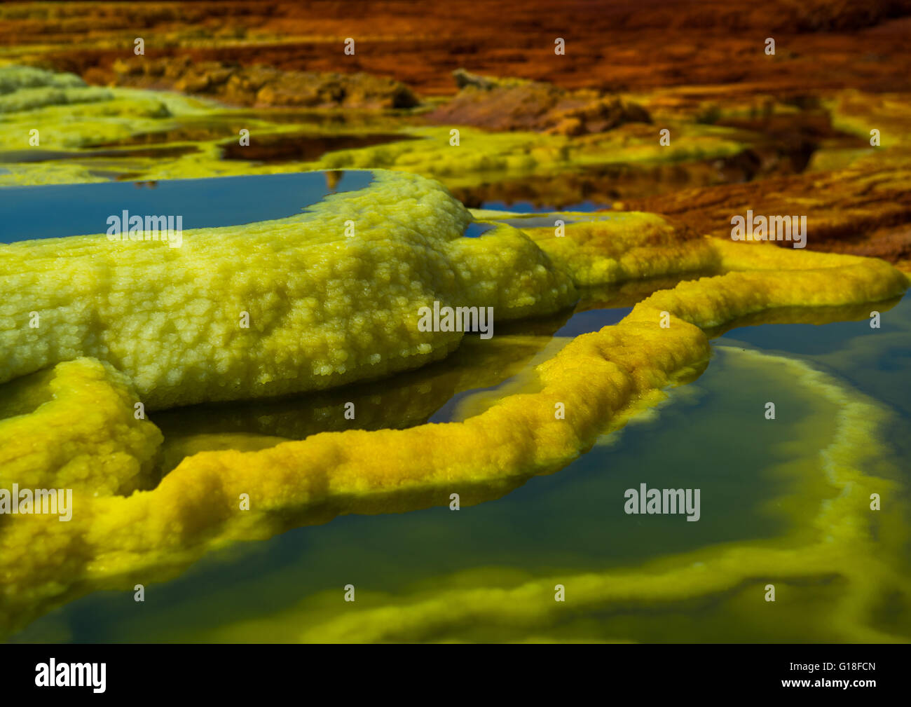 The colorful volcanic landscape of dallol in the danakil depression ...