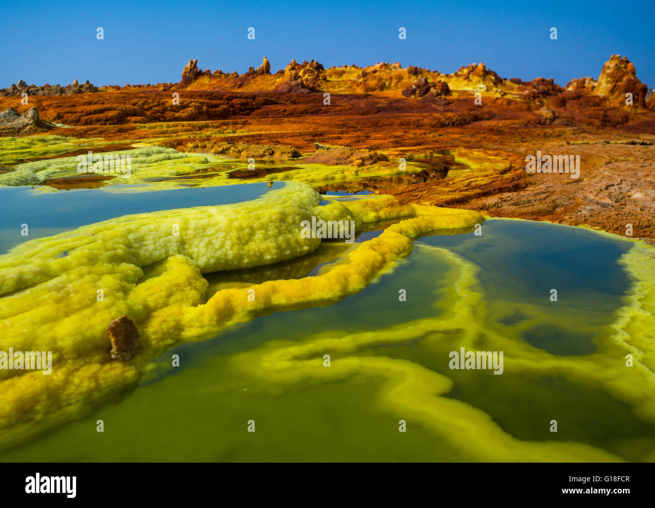 The colorful volcanic landscape of dallol in the danakil depression ...