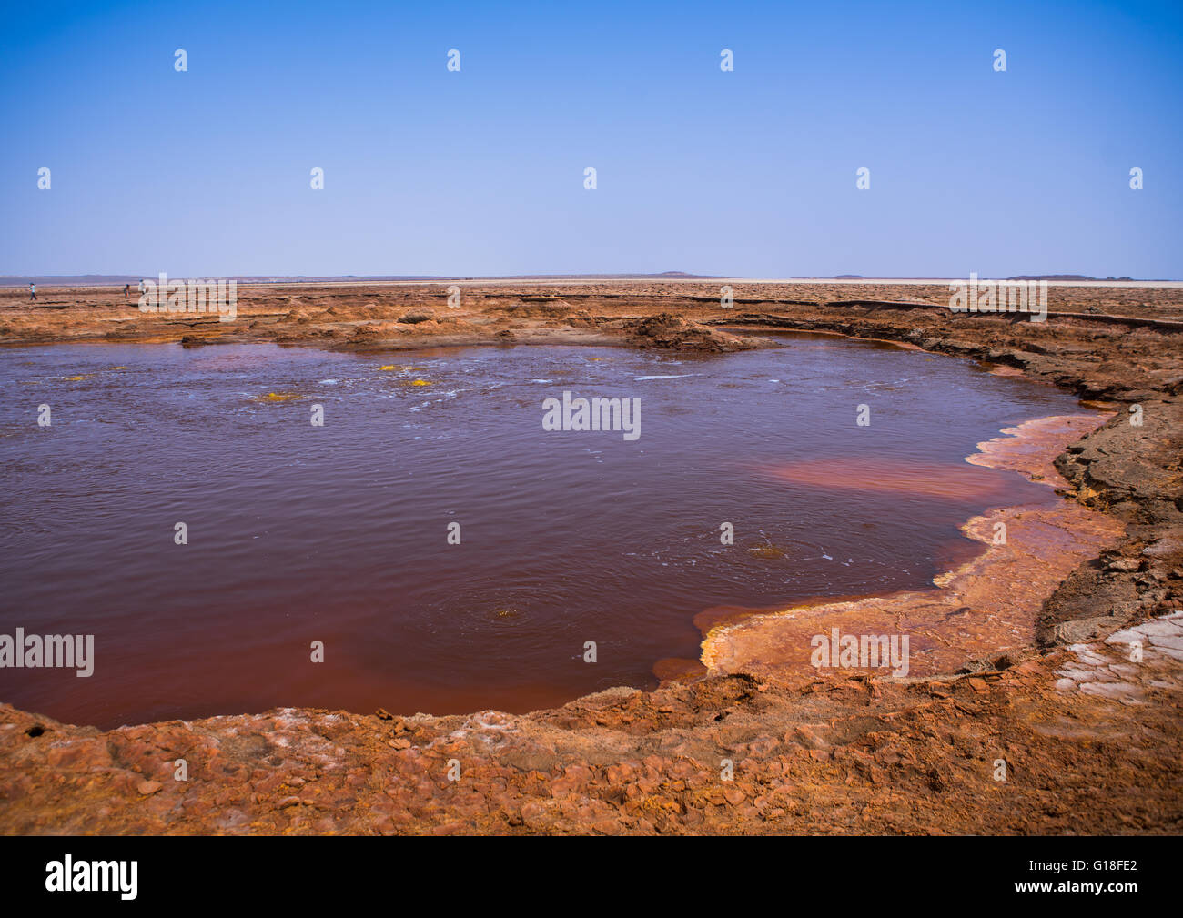 Ochre acid lake in the danakil depression, Afar region, Dallol ...